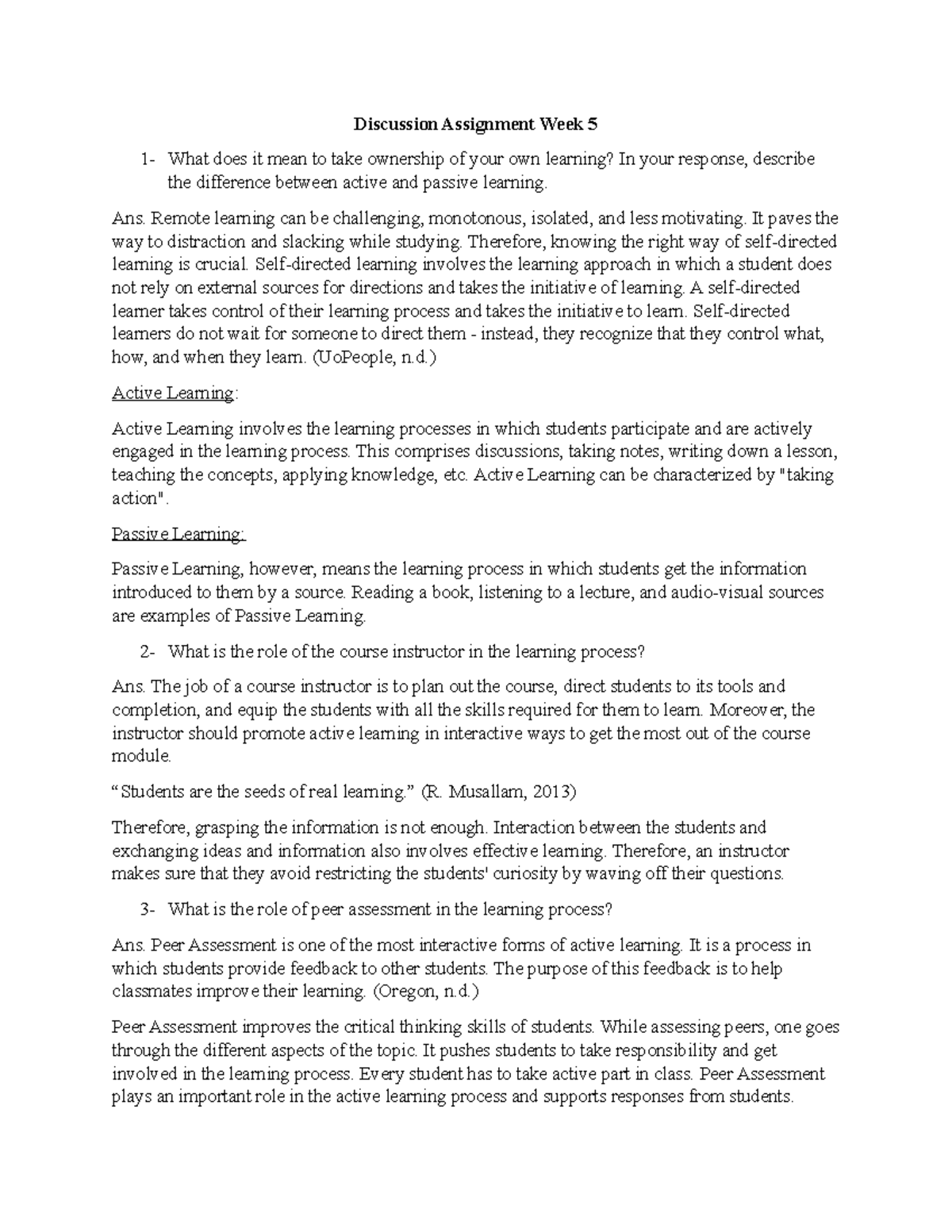 Discussion Assignment Week 5 UNIV1001 - UNIV1001 - UoPeople - Studocu