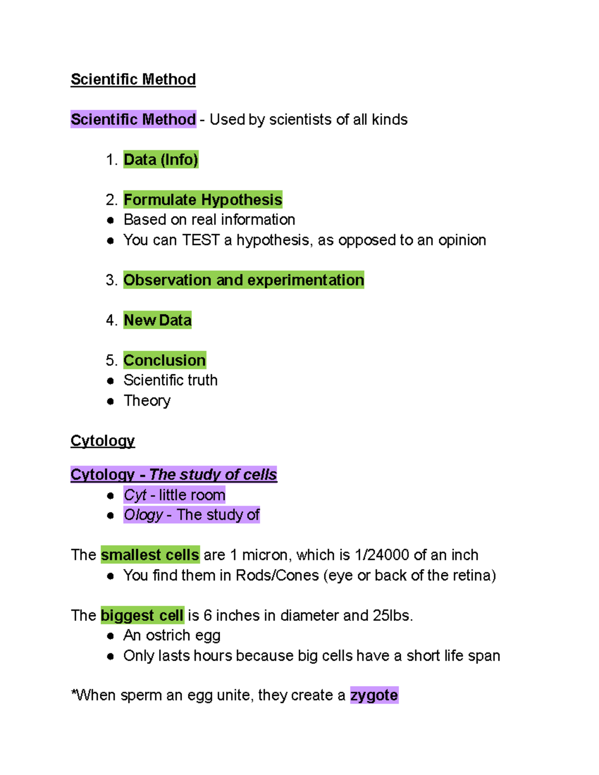 Day 1-Day 7 Biology Lecture - Scientific Method Scientific Method ...