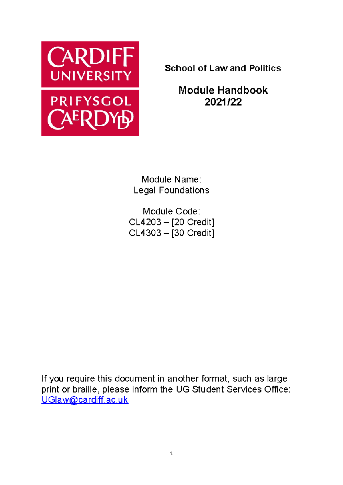 LEFO 2021-22- Module Handbook - School of Law and Politics Module ...