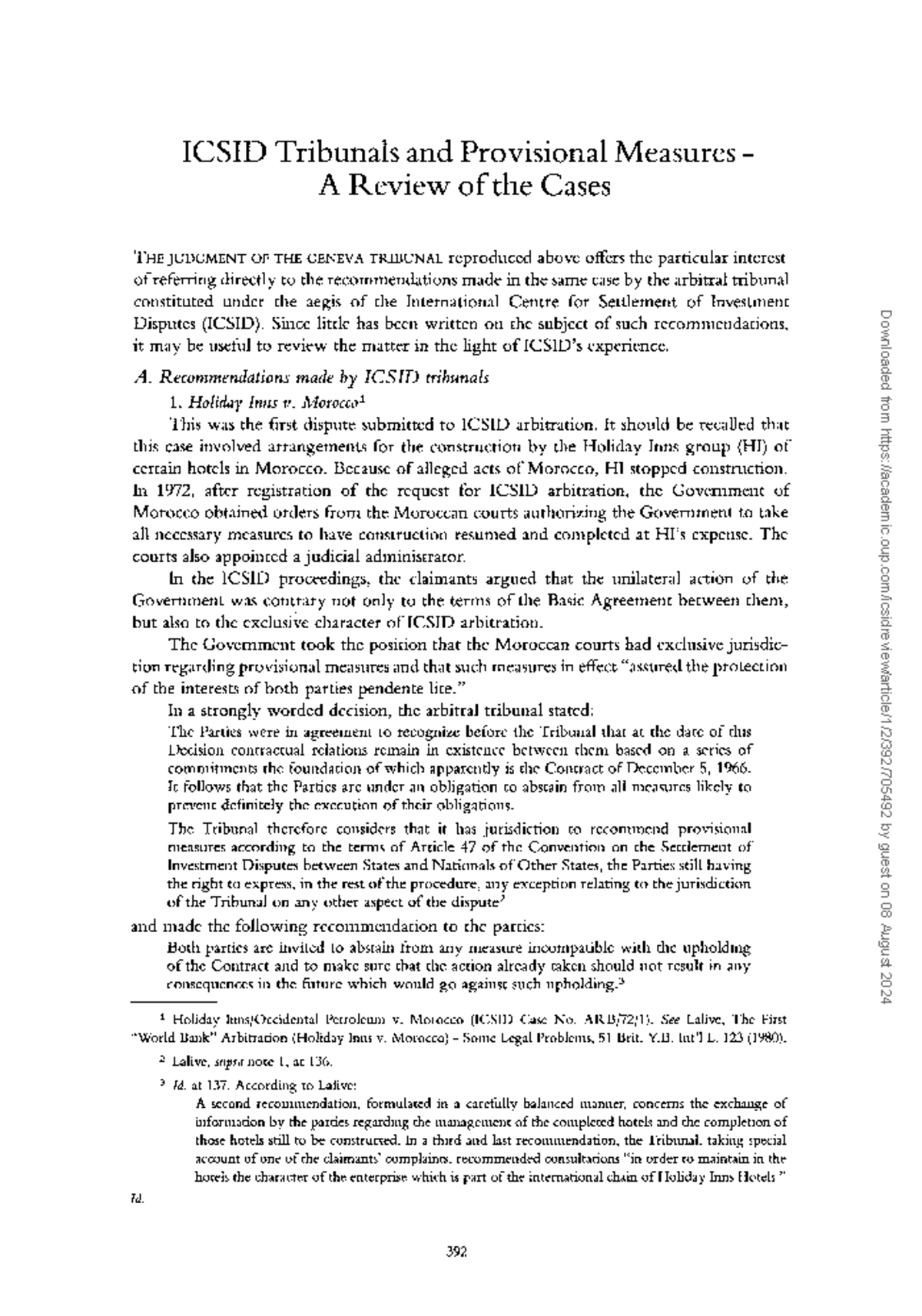 Icsid A Review ofthe Cases - ICSID Tribunals and Provisional Measures ...