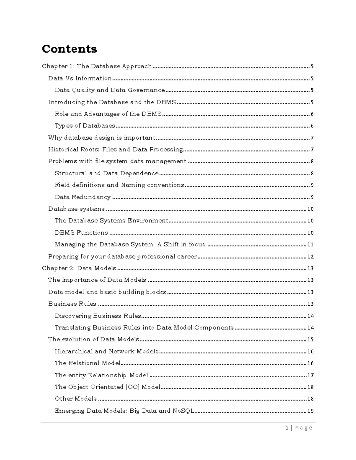 Databases 1 Summaries - Contents Chapter 1: The Database Approach - Studocu