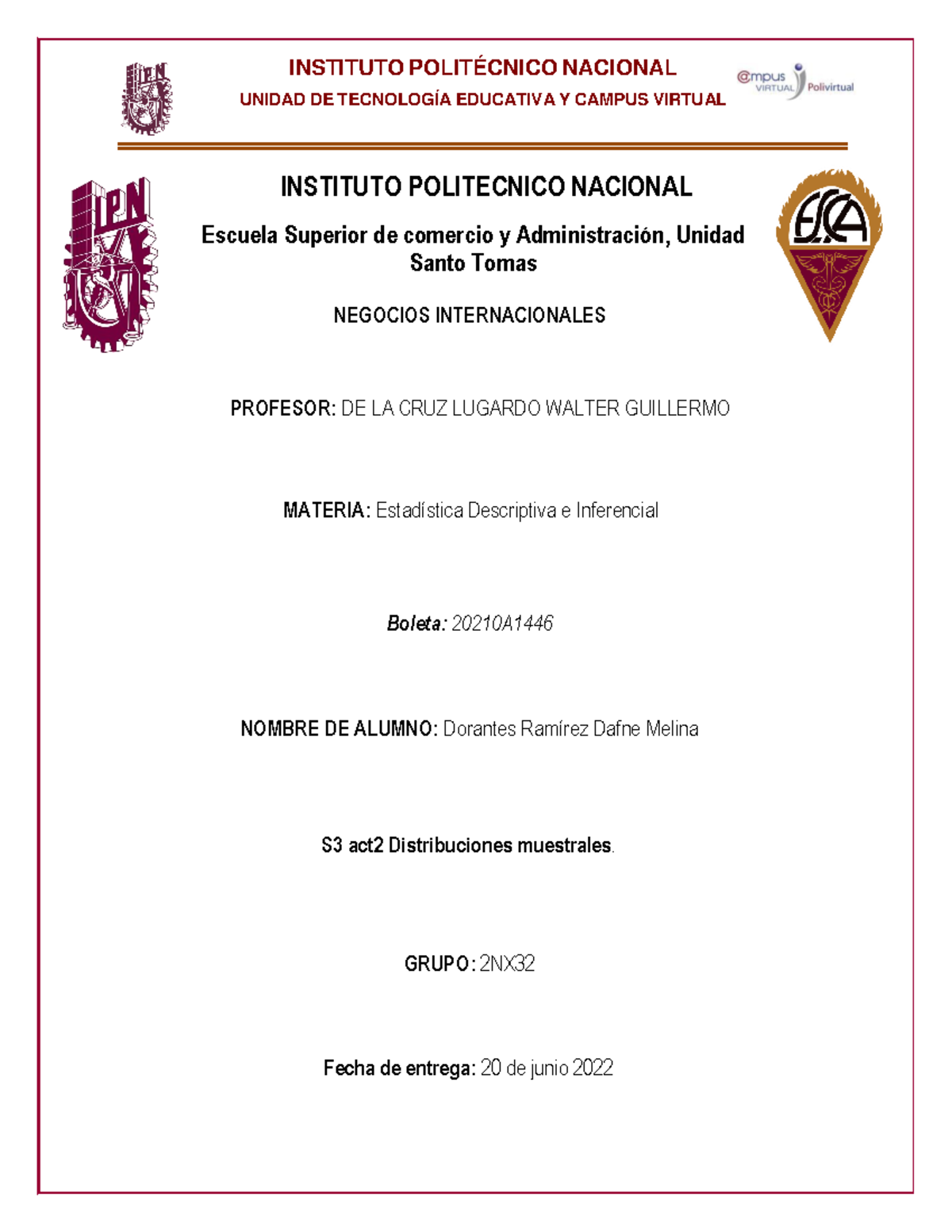 U3 A2 DM DR - tarea - UNIDAD DE TECNOLOGÍA EDUCATIVA Y CAMPUS VIRTUAL ...