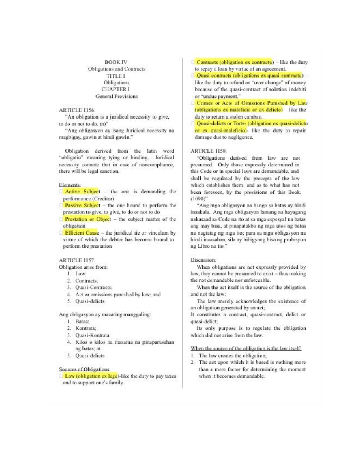 Article 1156 - Important details to remember - Obligations and ...