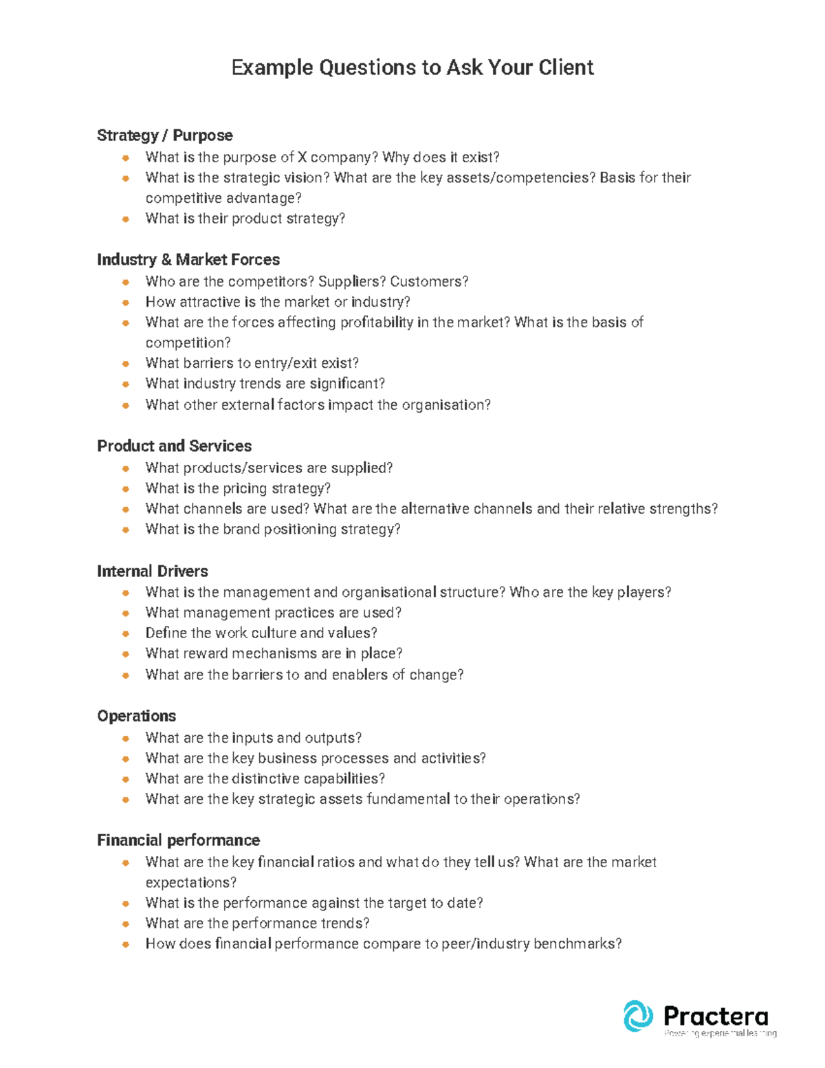 Example Questions to Ask Your Client - Example Questions to Ask Your ...