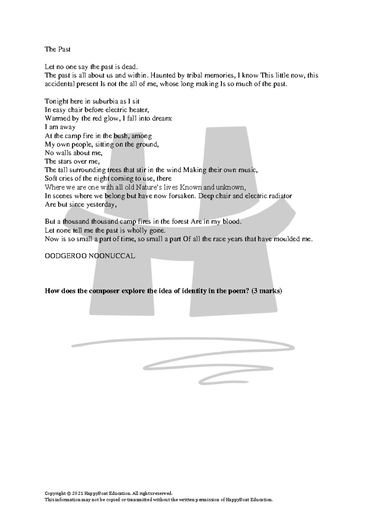 Poem The Past - This is hsc English poem - Copyright © 2021 HappyBoat ...