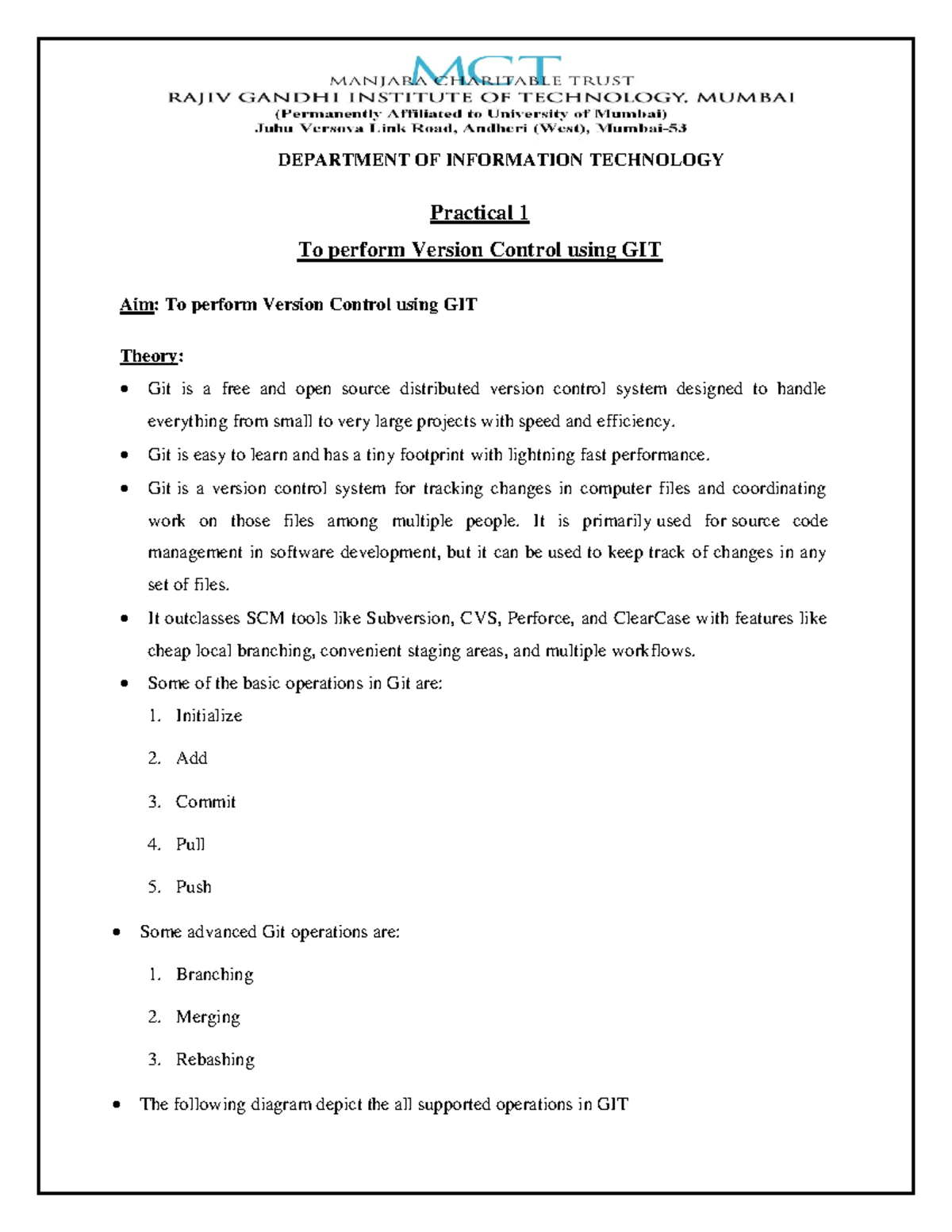 Exp-I-Version Control-GIT - Practical 1 To perform Version Control using GIT Aim: To perform ...