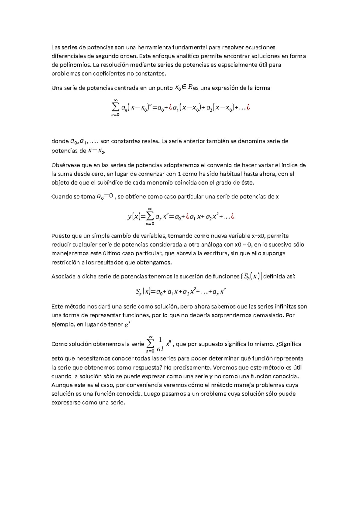Ecuaciones diferenciales de segundo orden mediante series de potencias - Las series de potencias ...