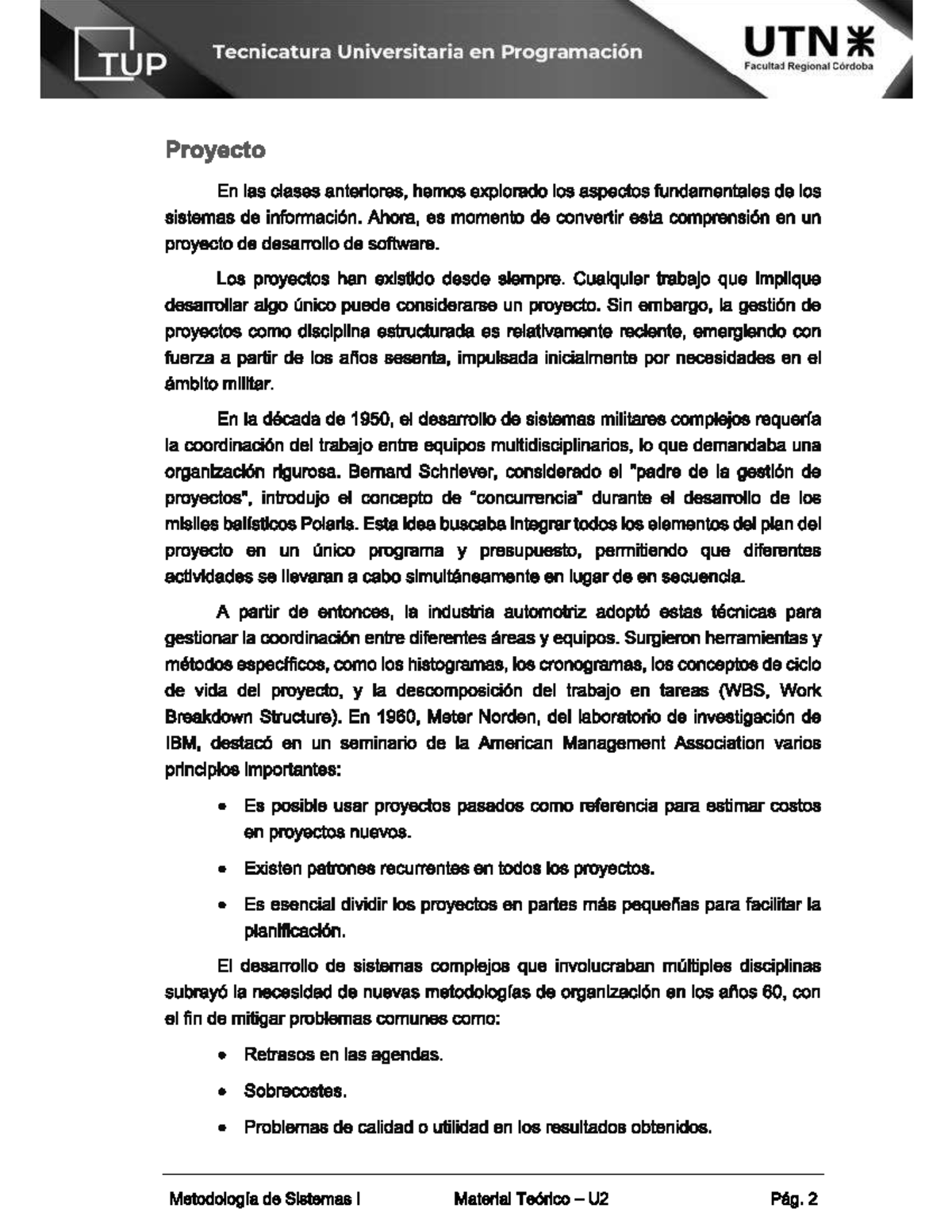 Unidad 2 - Proyectos - TUP Tecnicatura Universitaria en Programación Facultad Regional Córdoba ...