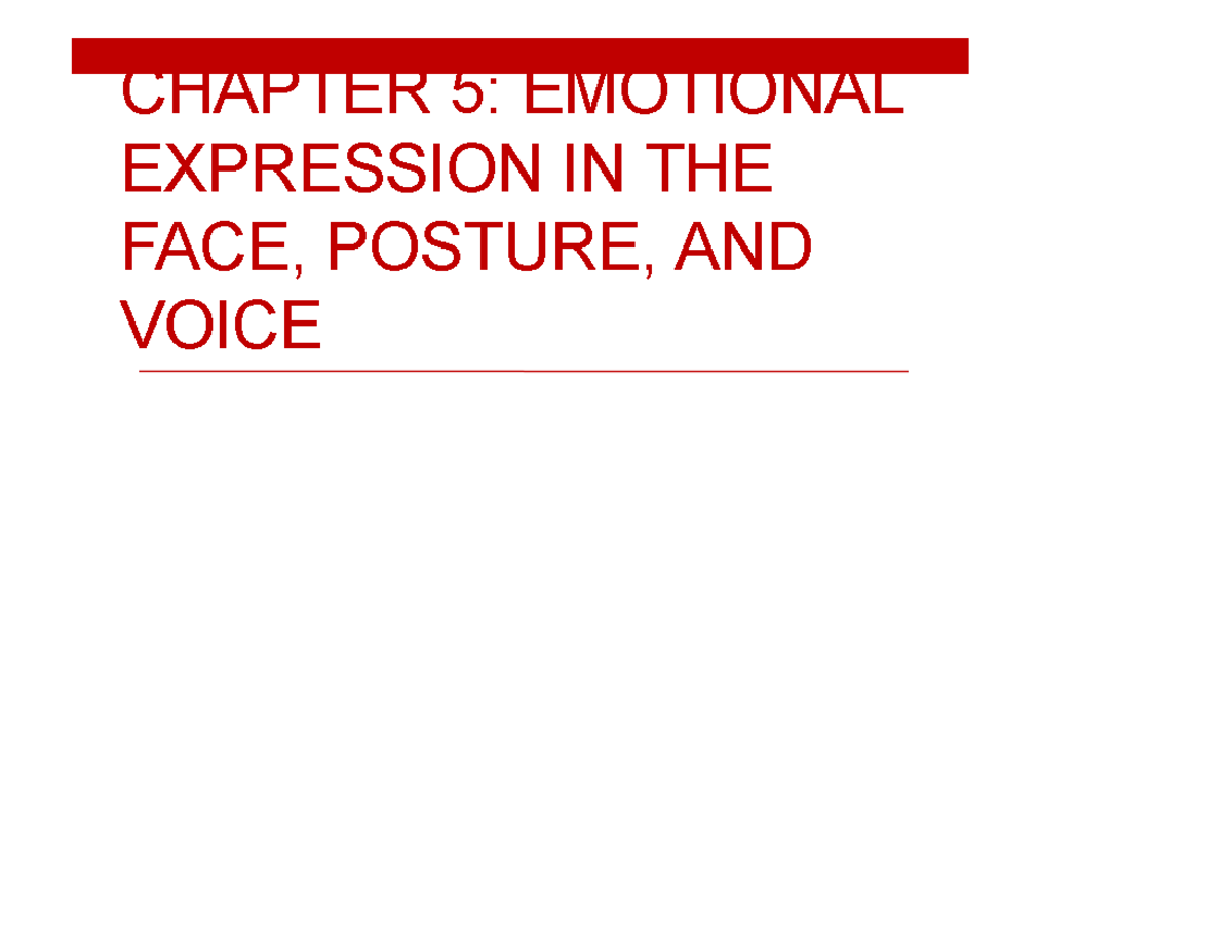 Emotion 3e Ch 5 - Chapter 5 lecture notes - CHAPTER 5: EMOTIONAL ...