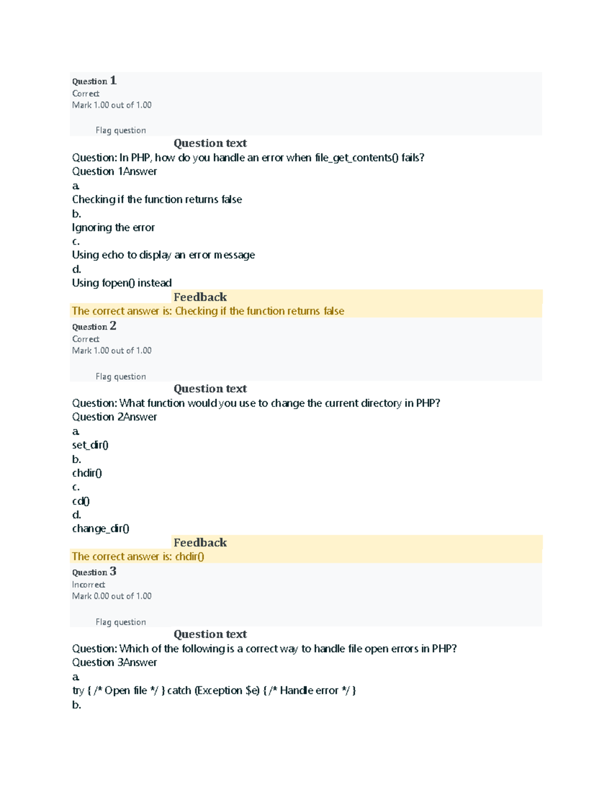 Week 5 -In-class Quiz 1 (10%) - Question 1 Correct Mark 1 out of 1. Flag question Question text ...