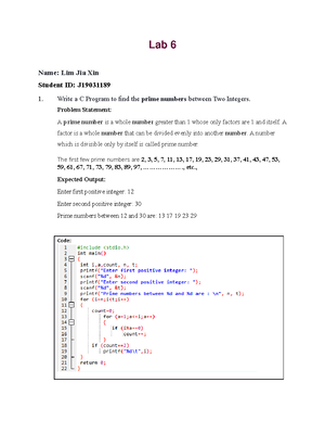 Lab 8( Complete) - LAB EXERCISE - Lab 8 Exercises Name: Lim Jia Xin ...