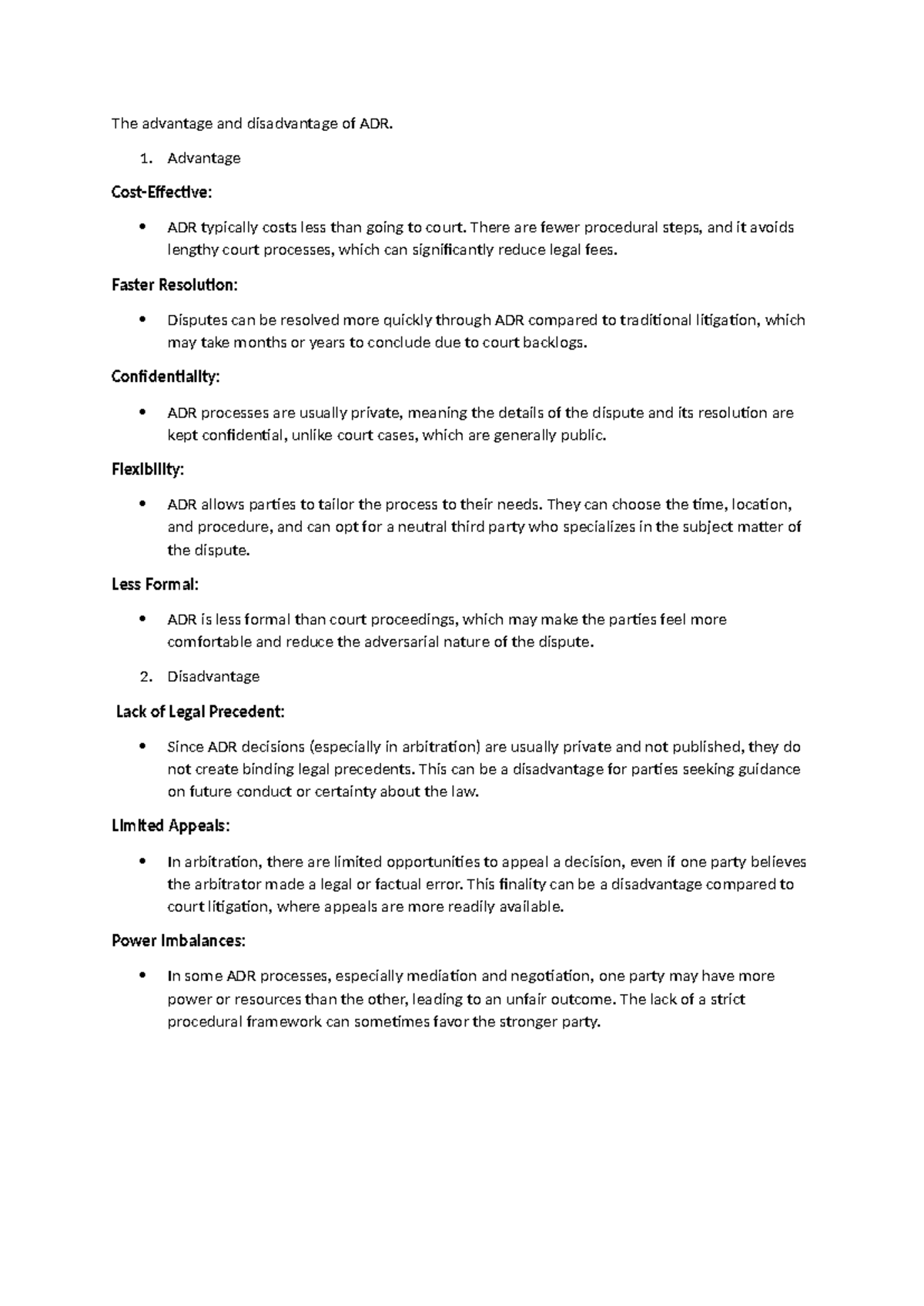 Tuto 1 - ADR - The advantage and disadvantage of ADR. 1. Advantage Cost ...