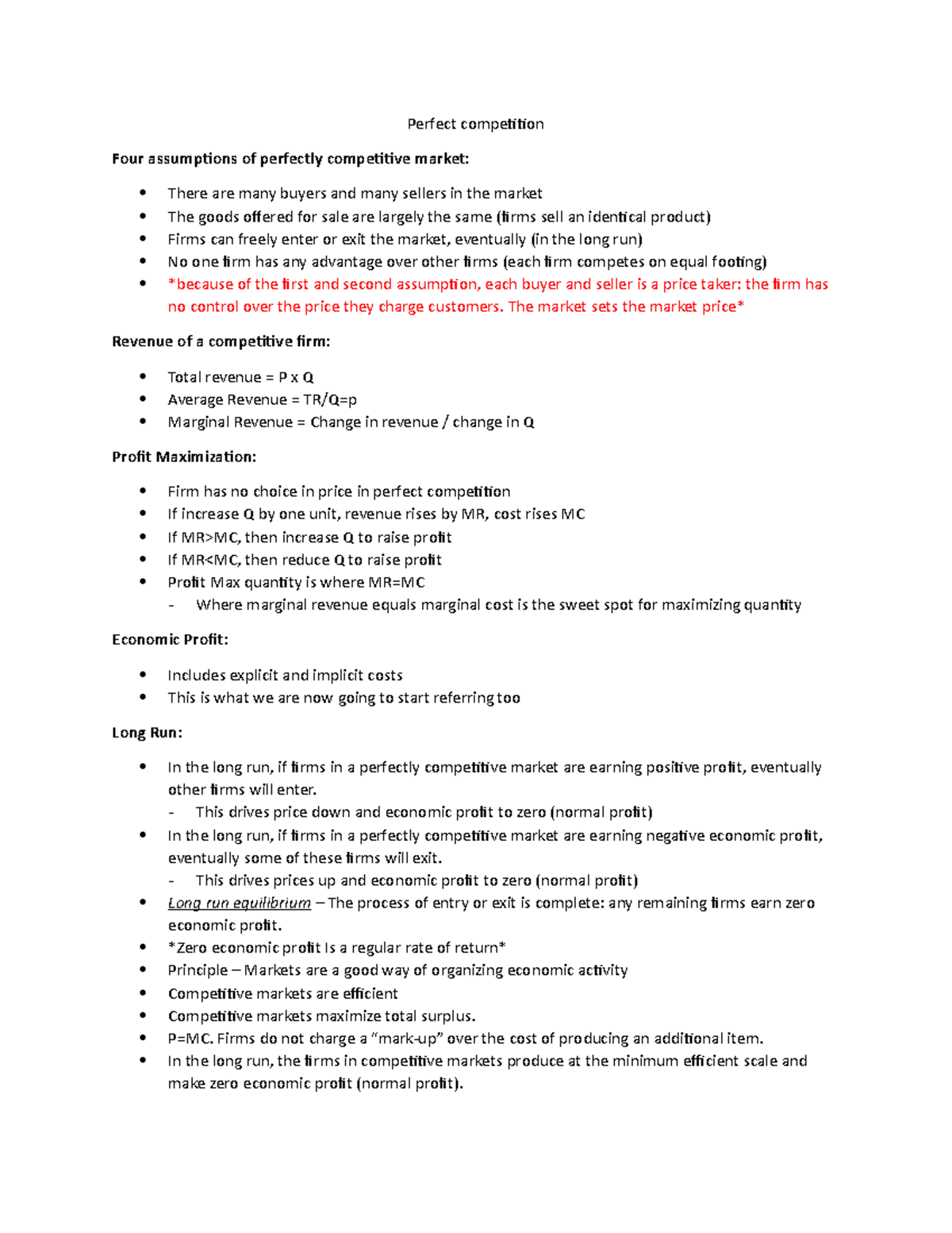 Perfect competition - ECO 232 - SFA - Studocu