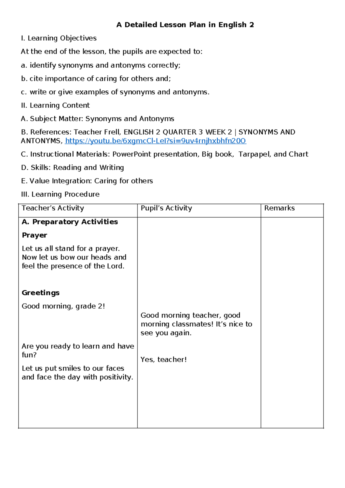 Dawi english dem - for education - A Detailed Lesson Plan in English 2 ...