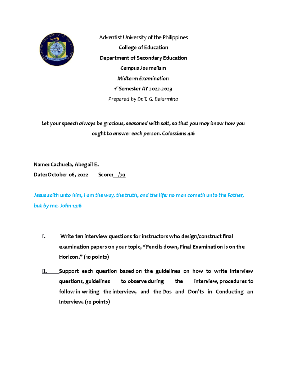 Campus Jmid - none - Adventist University of the Philippines College of ...