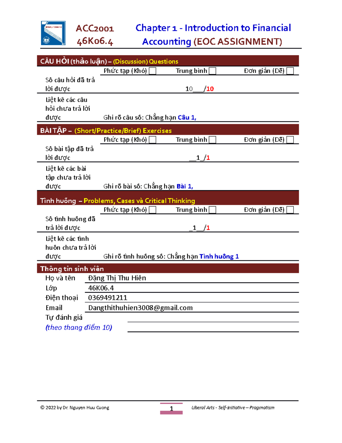 Chapter 1 - EOC Assignment QA (ACC2001 , 2020 - 2021 SE2 - ACC 46K06 ...
