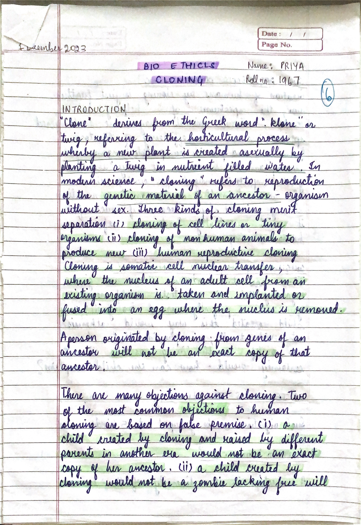 Cloning, Bio Ethics - notes - Philosophy hons bioethics - Studocu