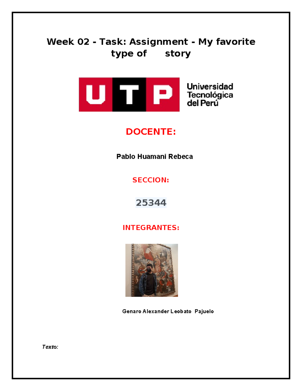 Week 02 - My favorite type of story - ingles, tarea - Week 02 - Task ...