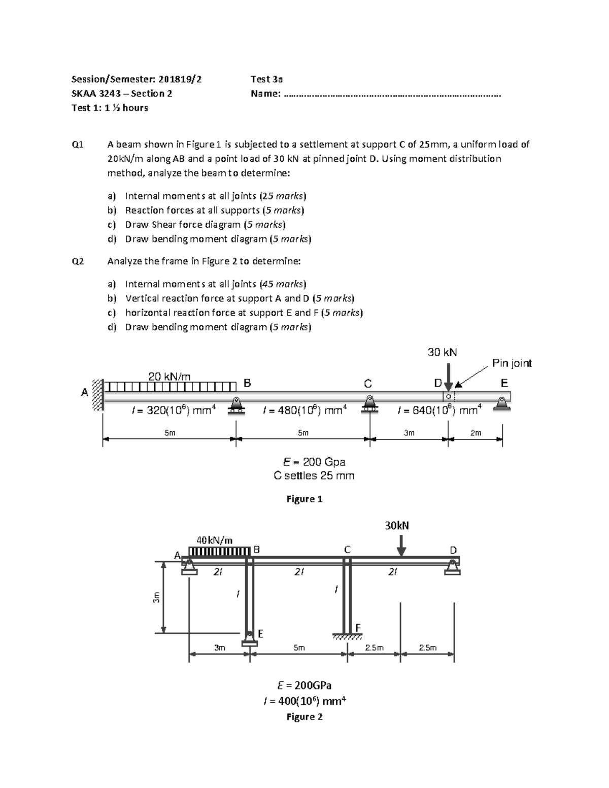 Test 3a with solution - Session/Semester: 201819/2 SKAA 3243 – Section ...