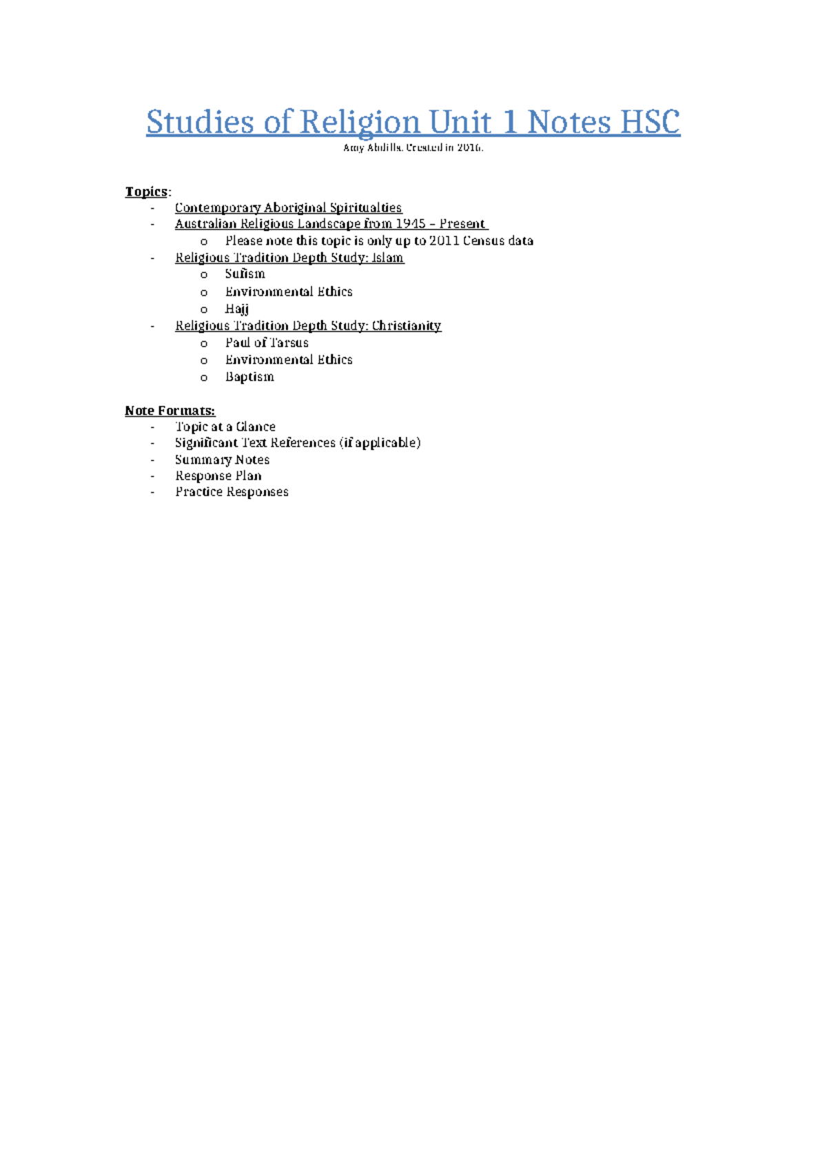 SOR I Course Notes - Entire course + Islam and Christianity - Studies ...