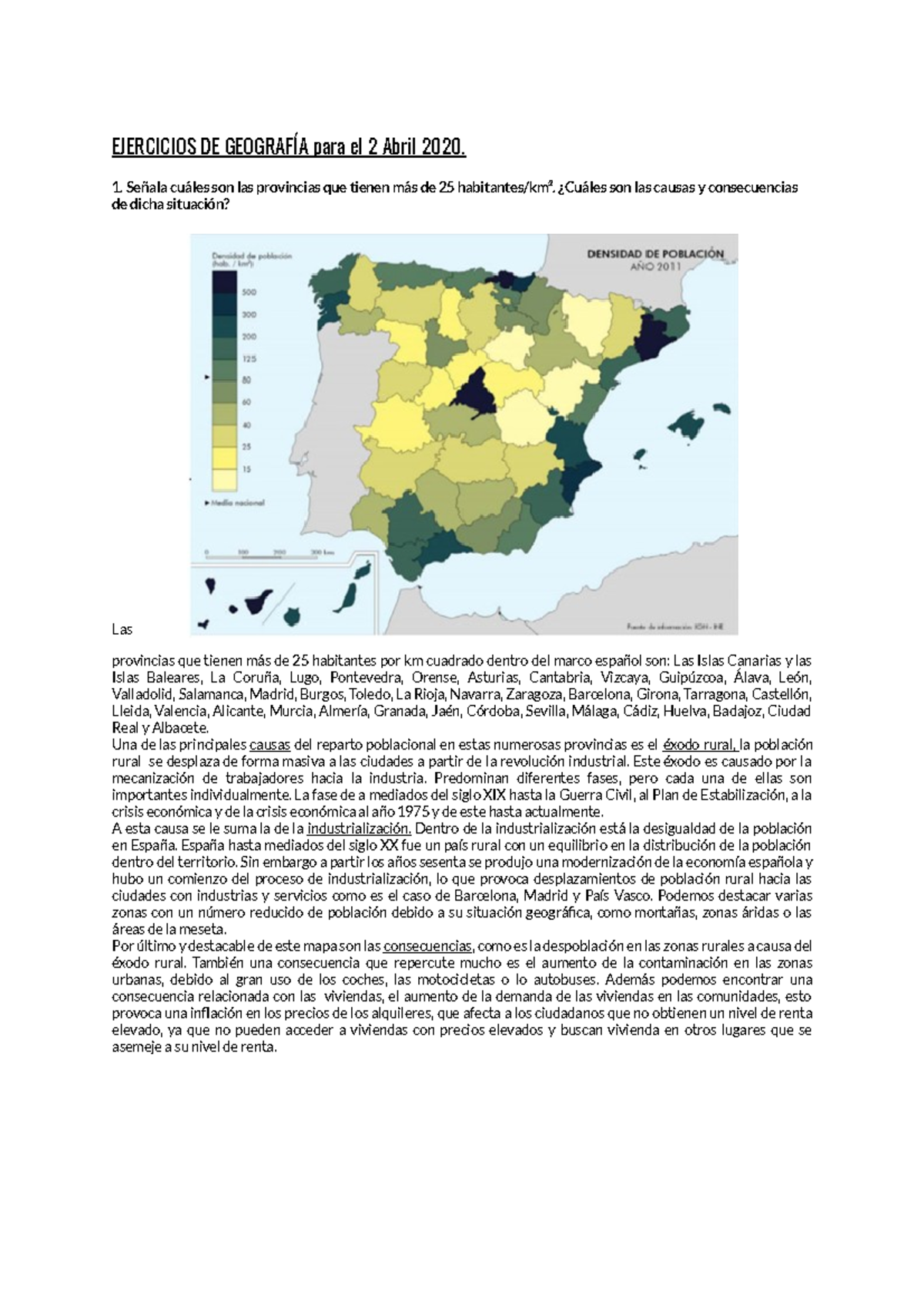 Ejercicios DE Geografía - EJERCICIOS DE GEOGRAFÍA para el 2 Abril 2020 ...