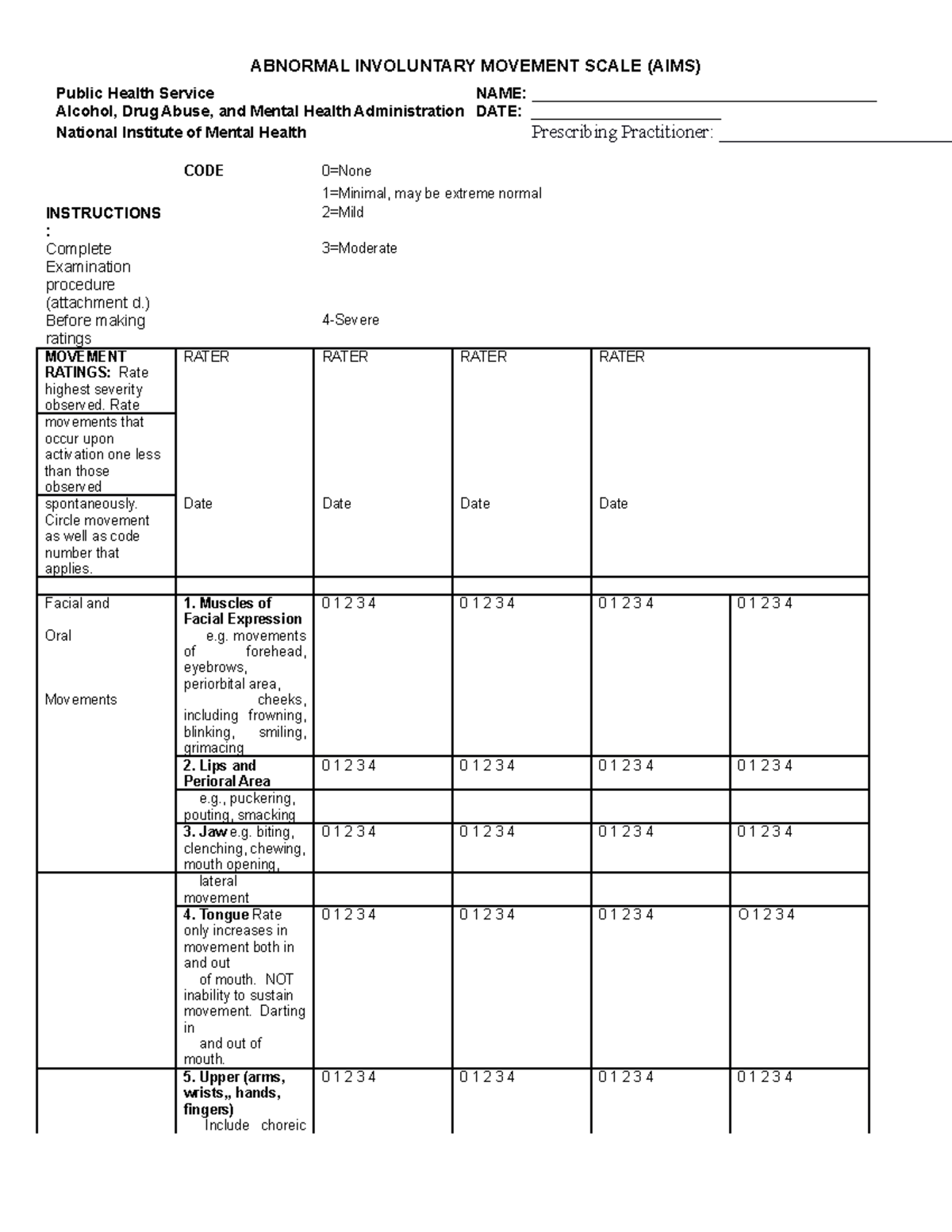 Abnormal involuntary movement scale - NR546 - Chamberlain University ...