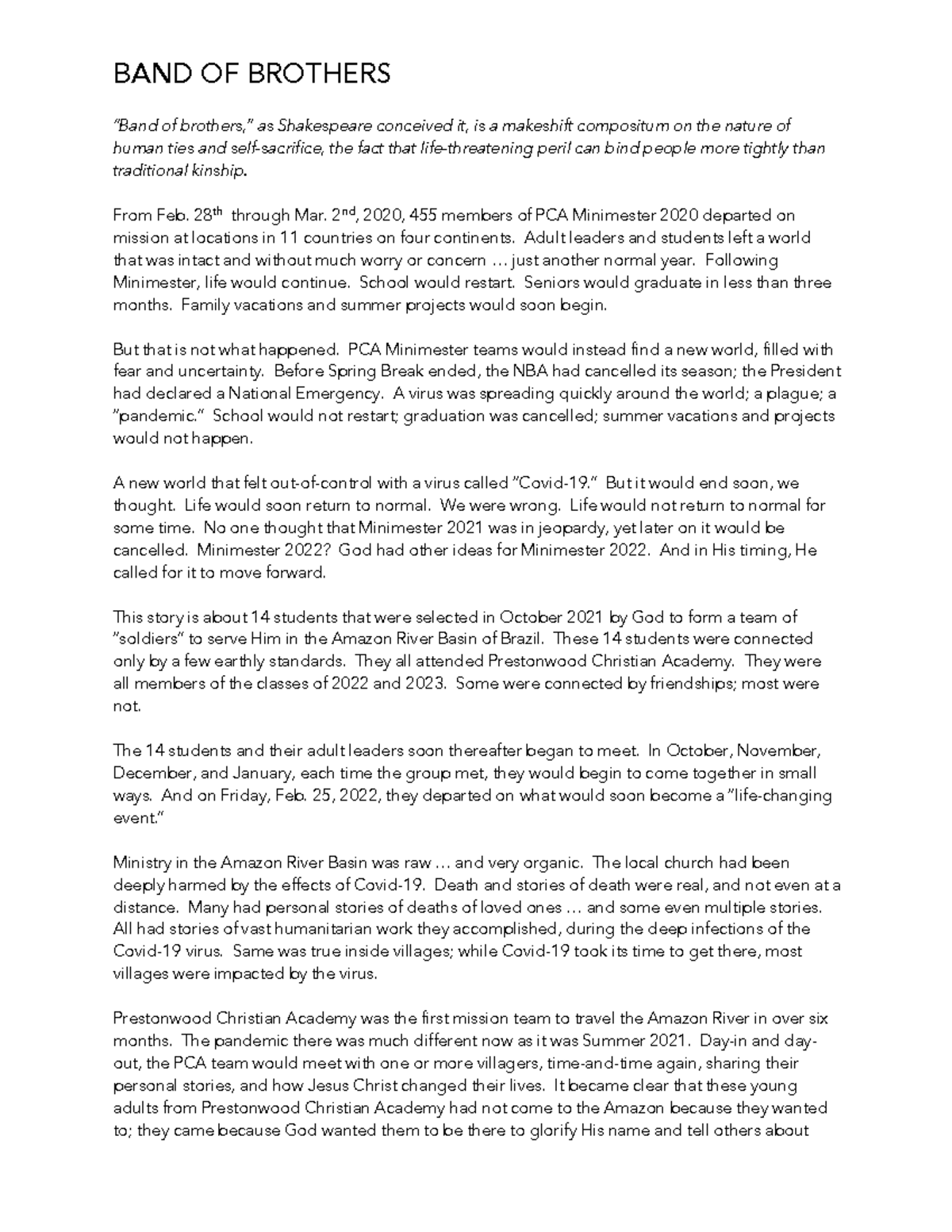 BAND OF Brothers - understand of practice materials - BAND OF BROTHERS ...