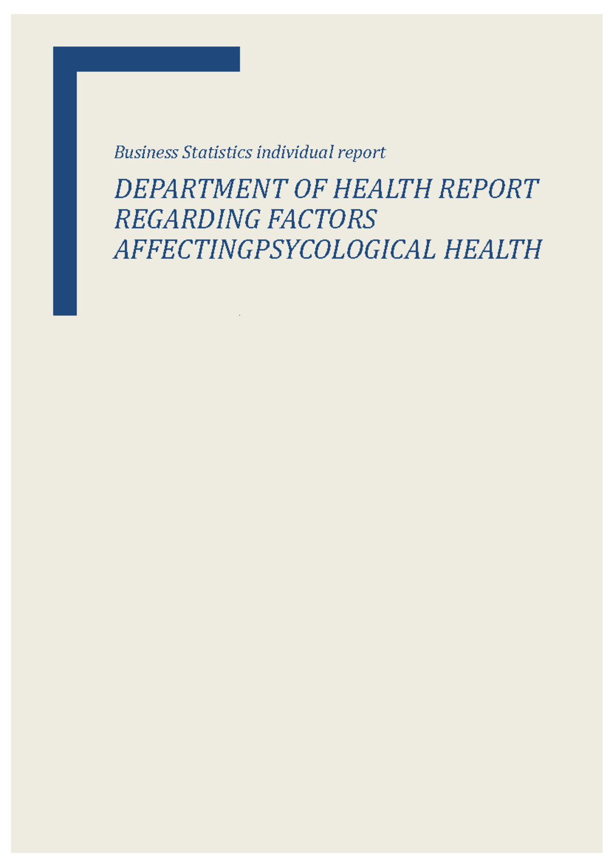 A3 Bus stats - Business statistics assessment task 3 - Business ...