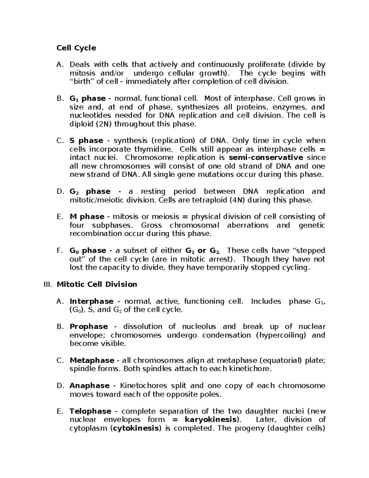 06 Cell Cycle - Tagged - Histology exam review - Cell Cycle A. Deals ...