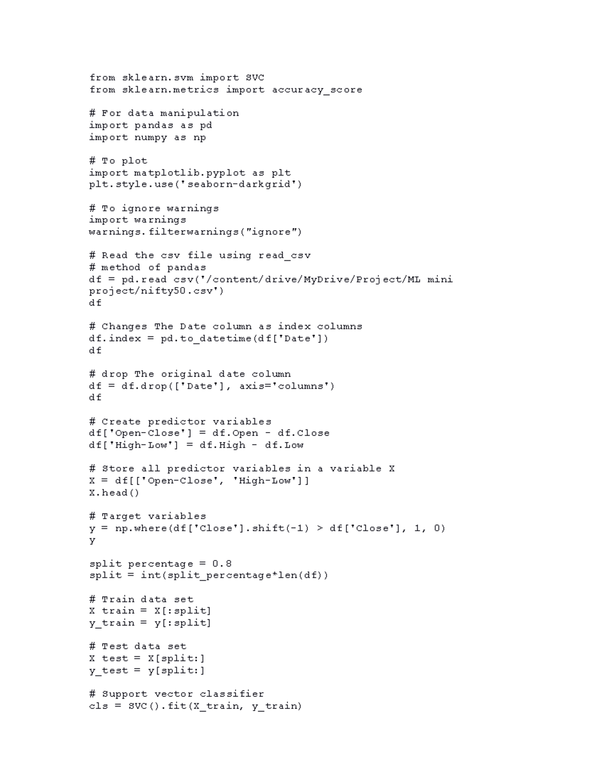Mini Project Ml Using Svm From Sklearn Import Svc From Sklearn Import Accuracy Score For