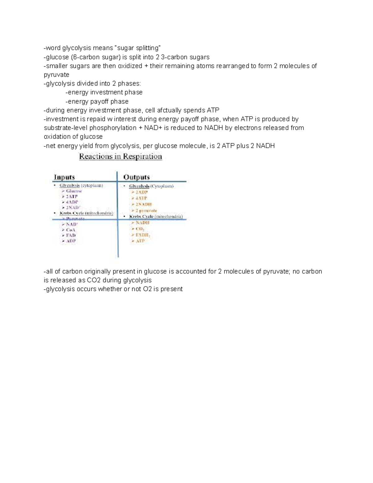 Glycolysis -word glycolysis means “sugar splitting” -glucose (6-carbon ...
