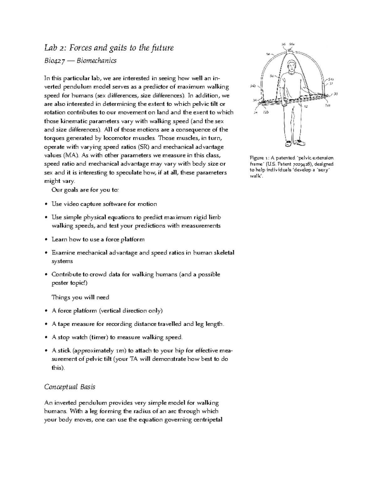 Lab2Bio Mx - Lab handout - Bio 427 — Biomechanics Figure 1 : A patented ...