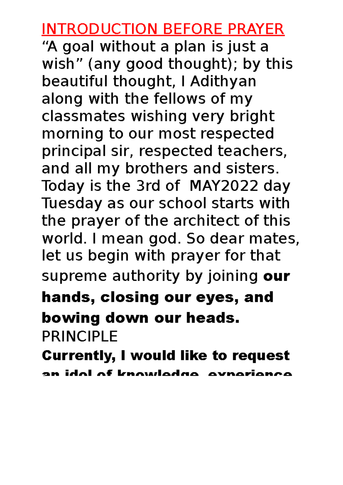 Doc1 - mbjbkibj - INTRODUCTION BEFORE PRAYER “A goal without a plan is ...