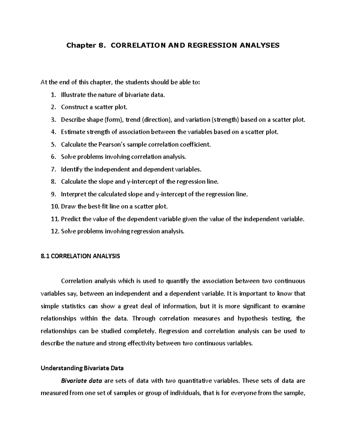 Chapter 8 Corr and Reg - Lecture notes 1-2 - Chapter 8. CORRELATION AND ...