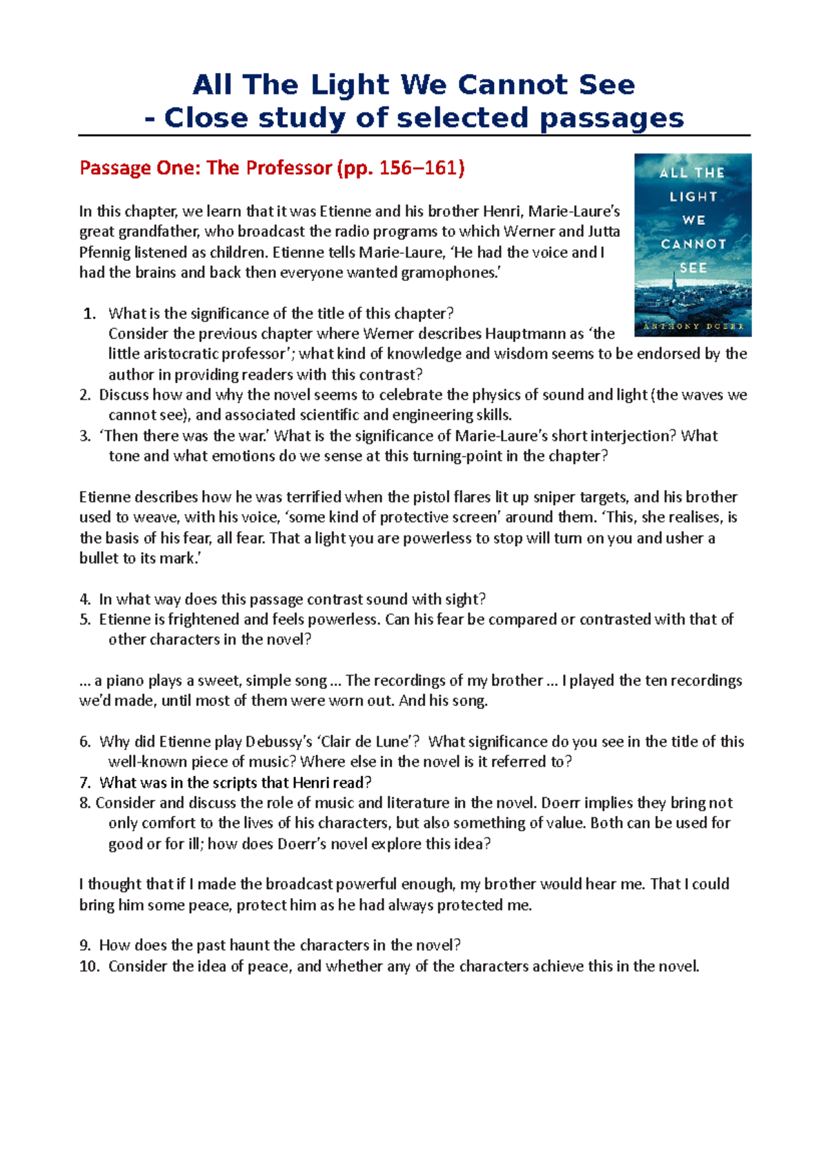 03-23-23 Atlwcs Selected passages - All The Light We Cannot See - Close ...