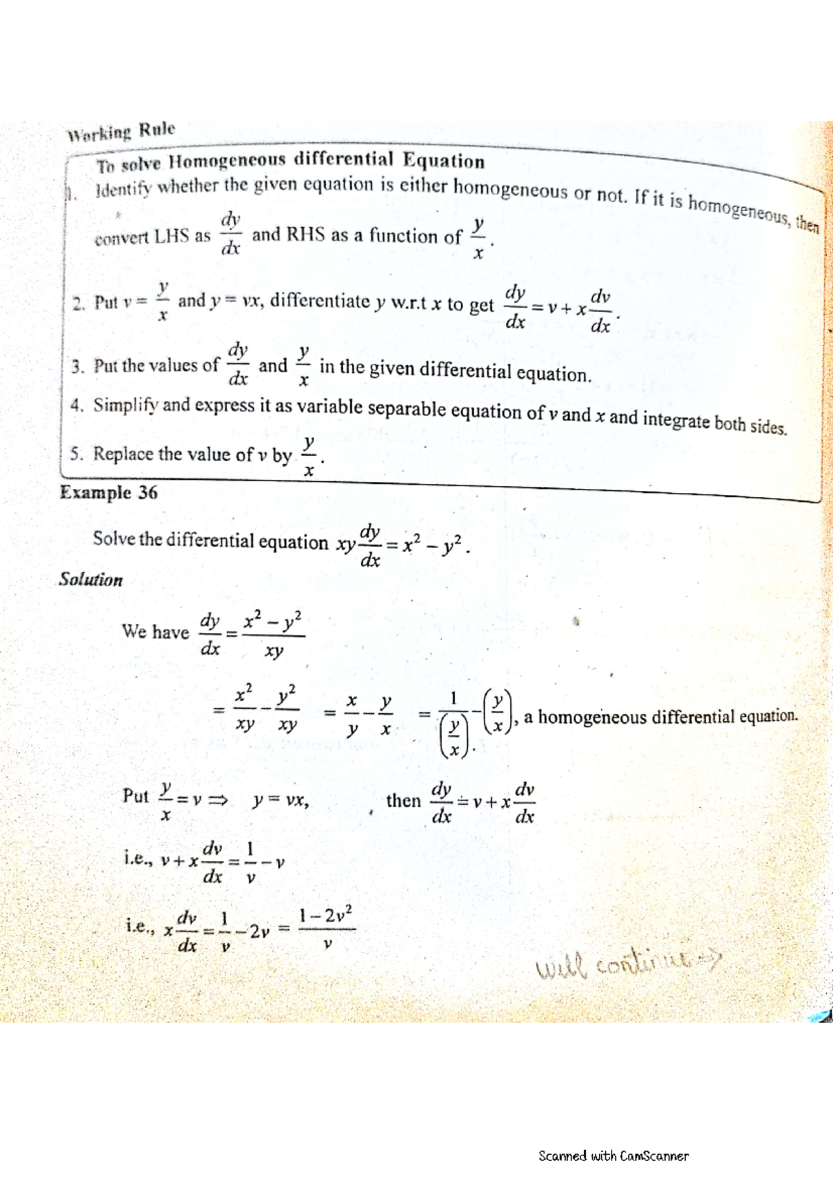Homogeneous differential equation-working rule & example - Maths - Studocu