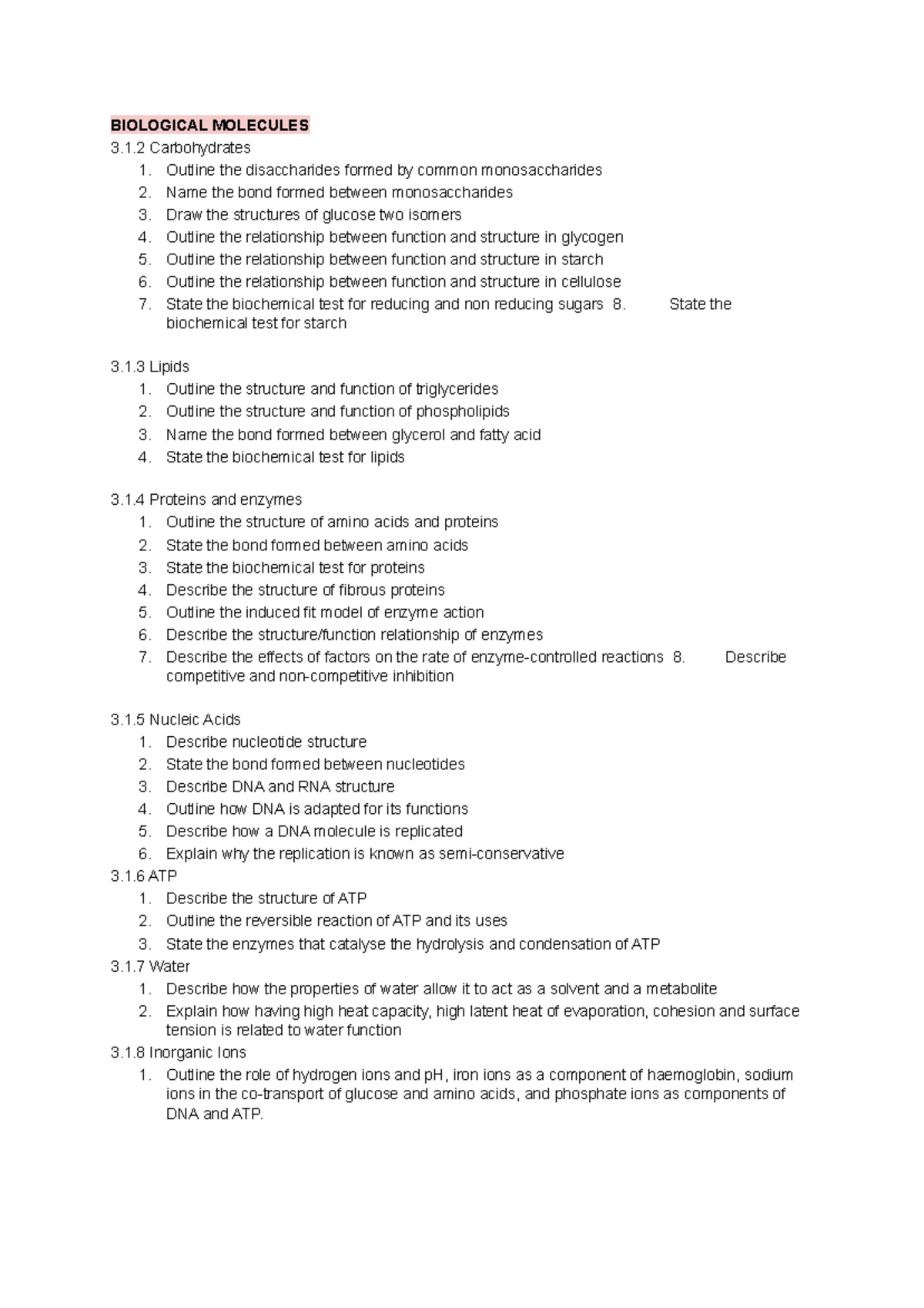 Biological Molecules Recall Questions BIOLOGICAL MOLECULES 3 1 biological-molecules-recall-questions-biological-molecules-3-1
