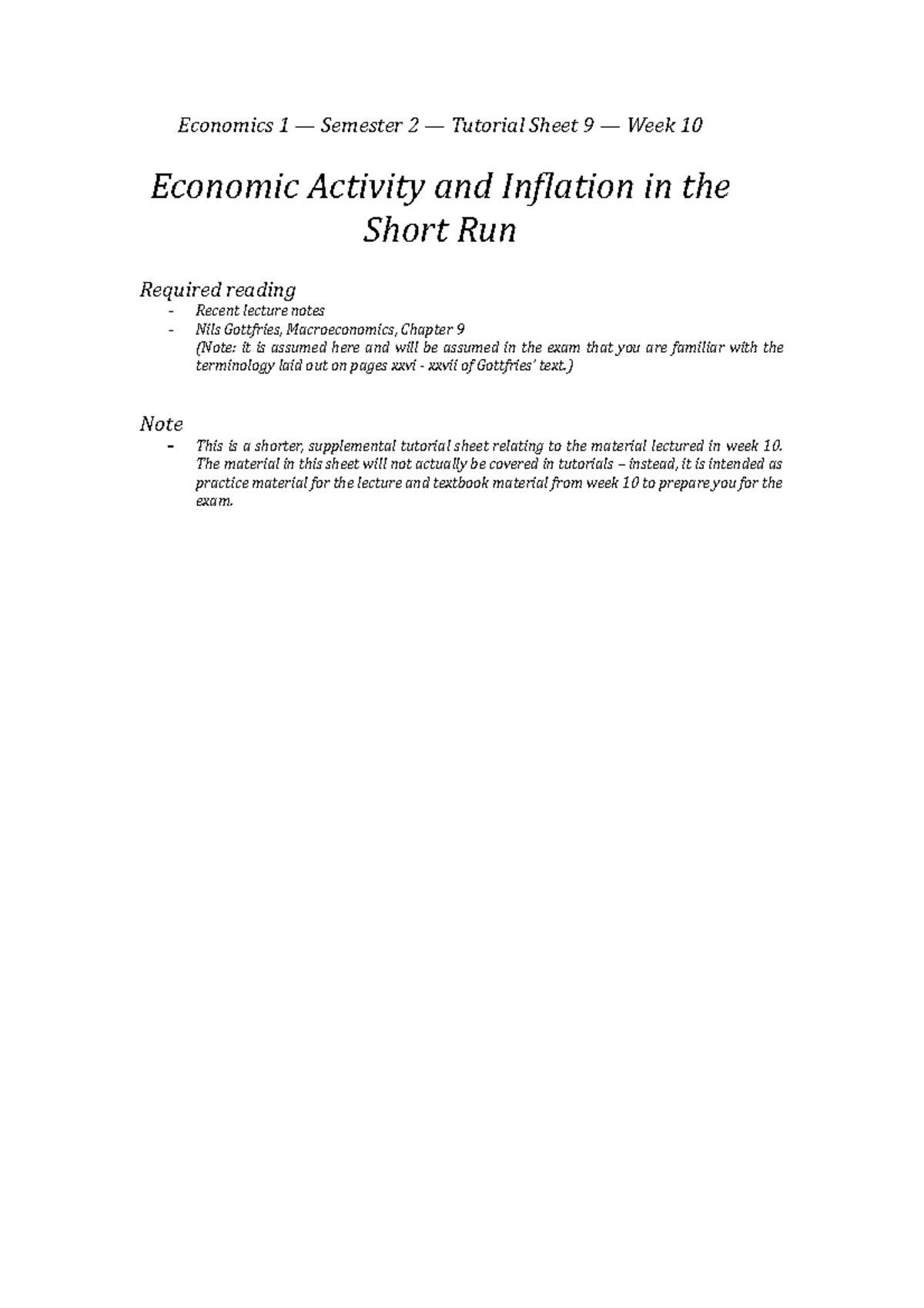 Econ 1 - S2 - W10 - Ch9 - Supplement - Solutions - Economics 1 ...