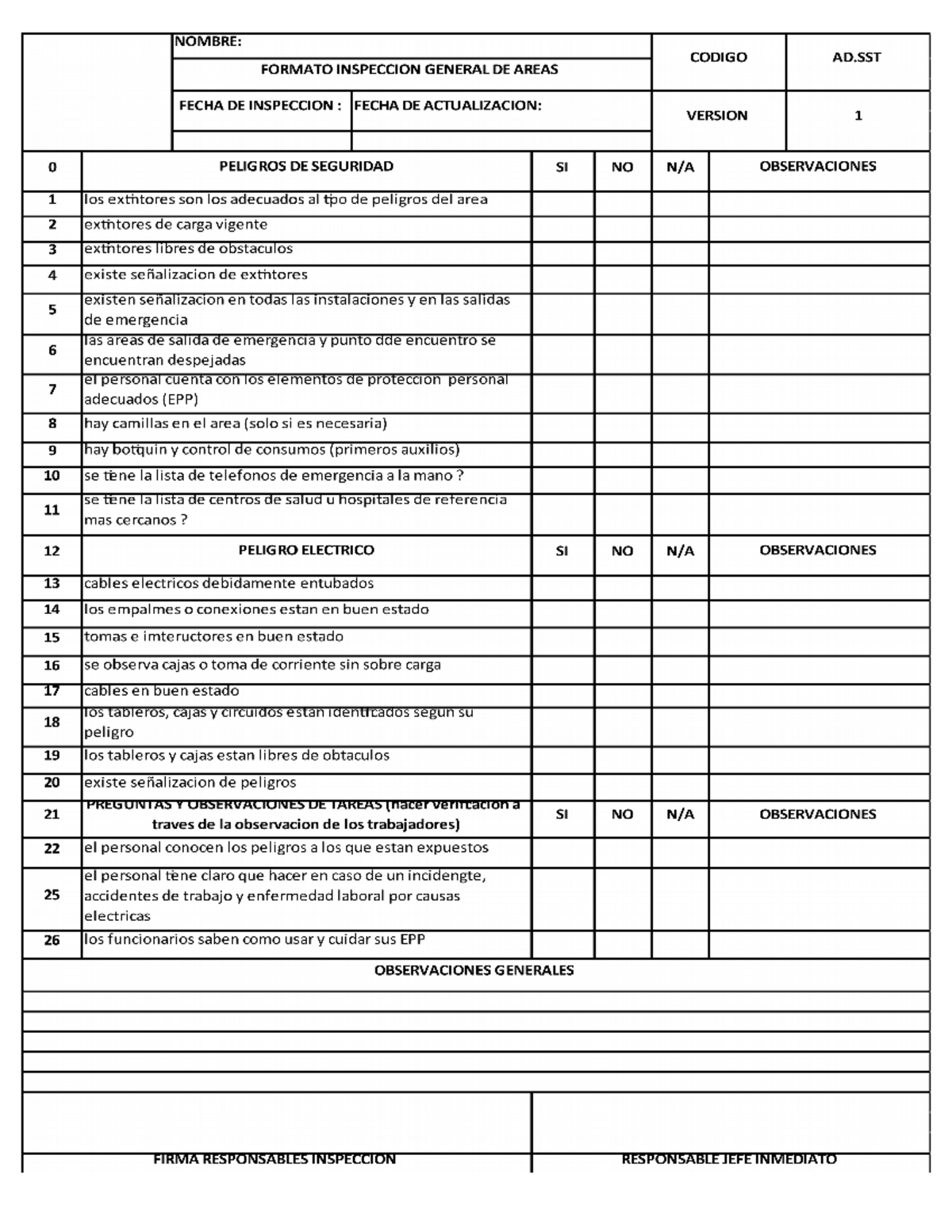 Formato DE Inspeccion - Biologia - Studocu
