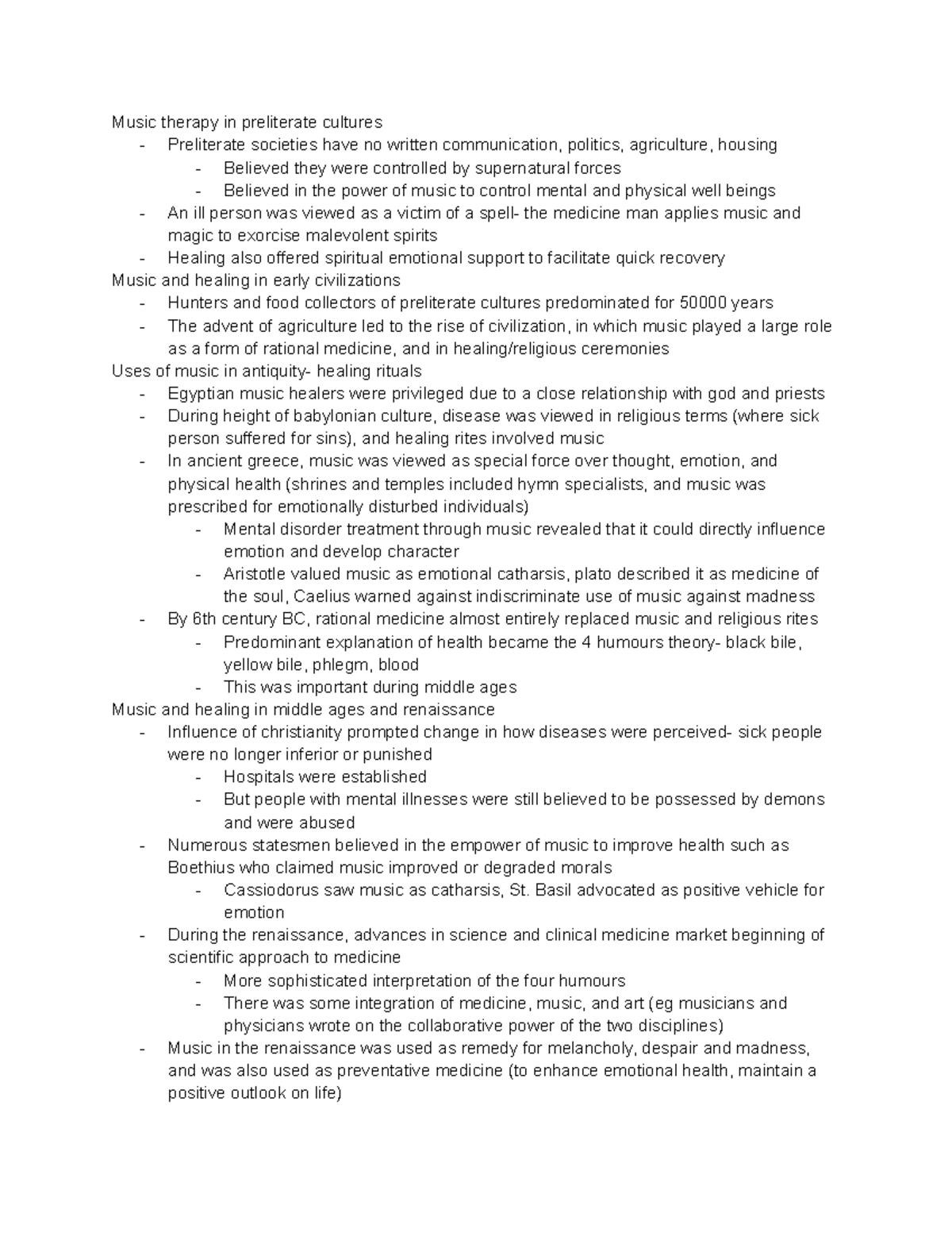 Chapter 2 Textbook Notes - Music therapy in preliterate cultures ...