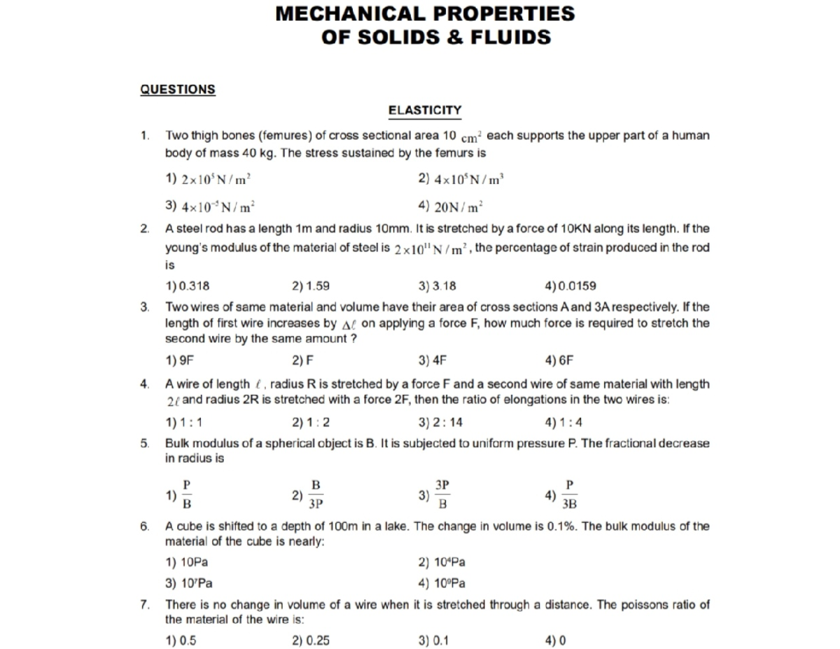 Questions solids mechanical - Plus one physics - Studocu