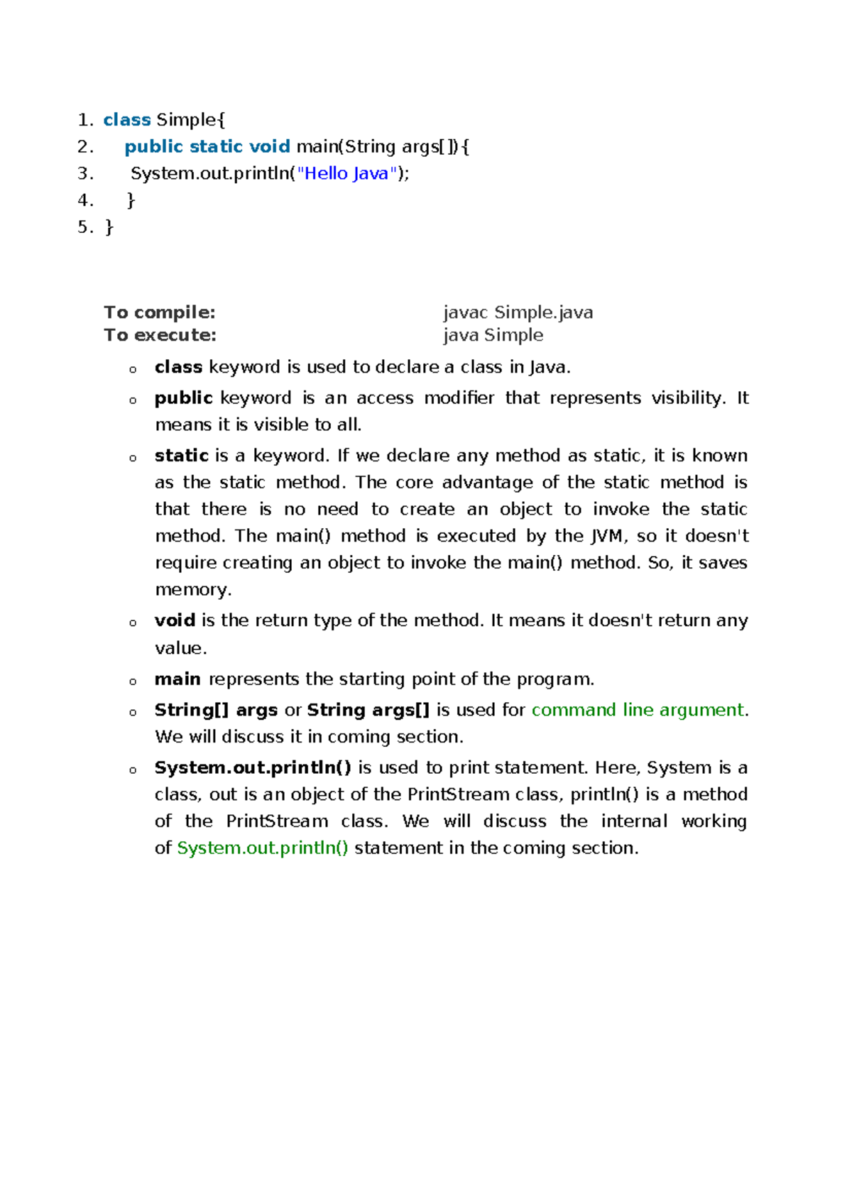 Firstjava - tghgfcjngxndcxh - 1. class Simple{ 2. public static void main(String args[]){ 3 ...