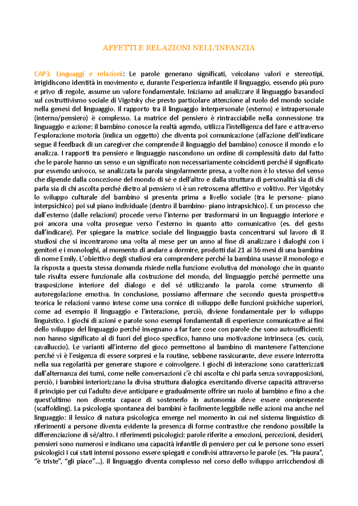 Affetti E Relazioni - AFFETTI E RELAZIONI NELL’INFANZIA CAP3. Linguaggi ...