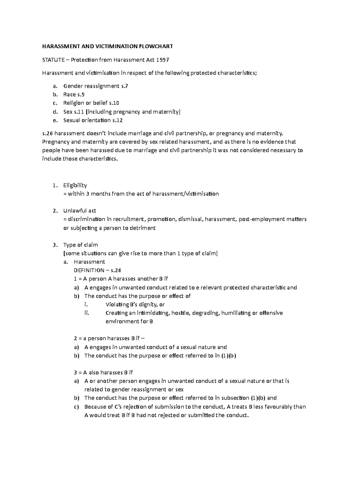 Harassment AND Victimination Flowchart - HARASSMENT AND VICTIMINATION ...