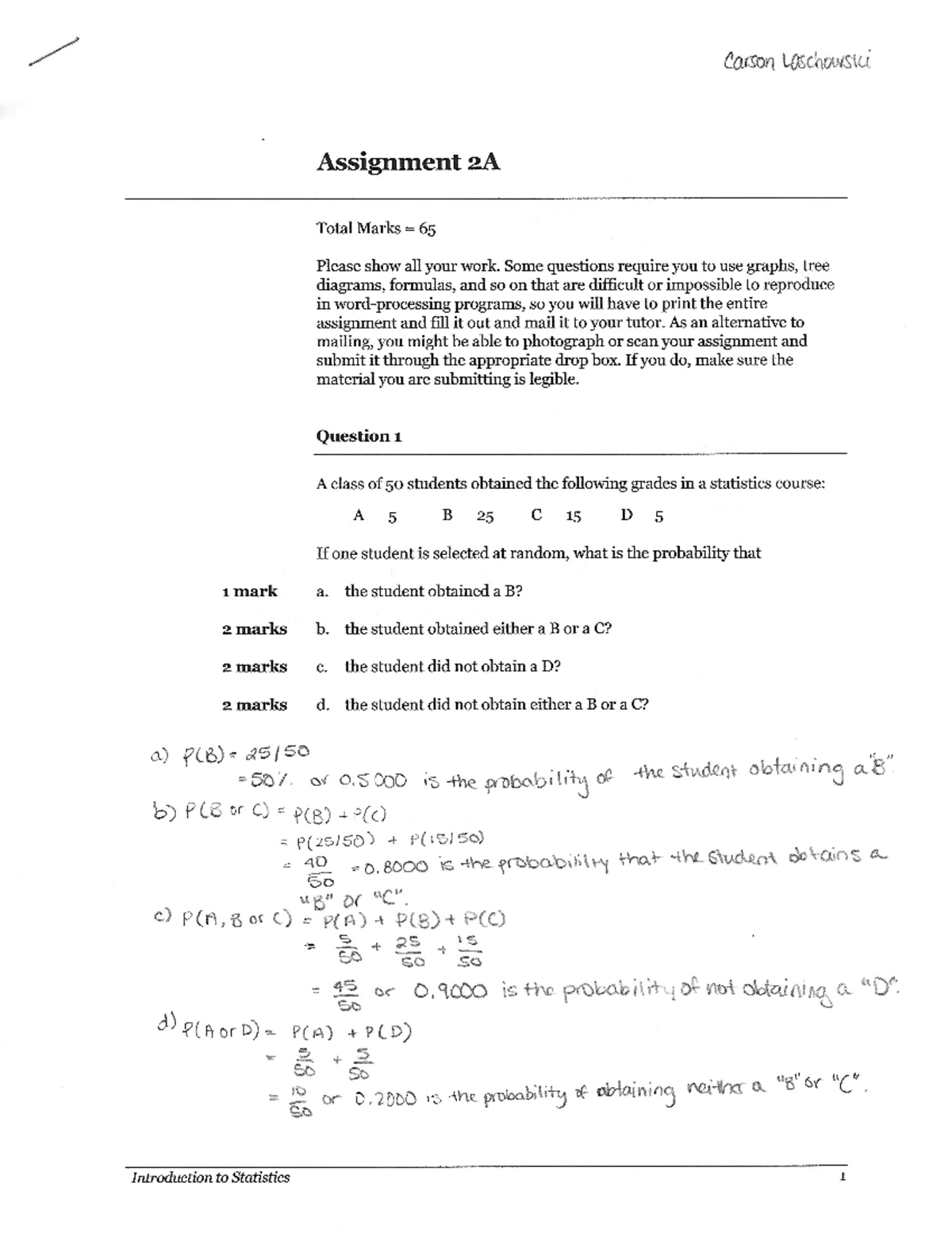 Math 215 assignment carson laschowski - Math 215 - Studocu