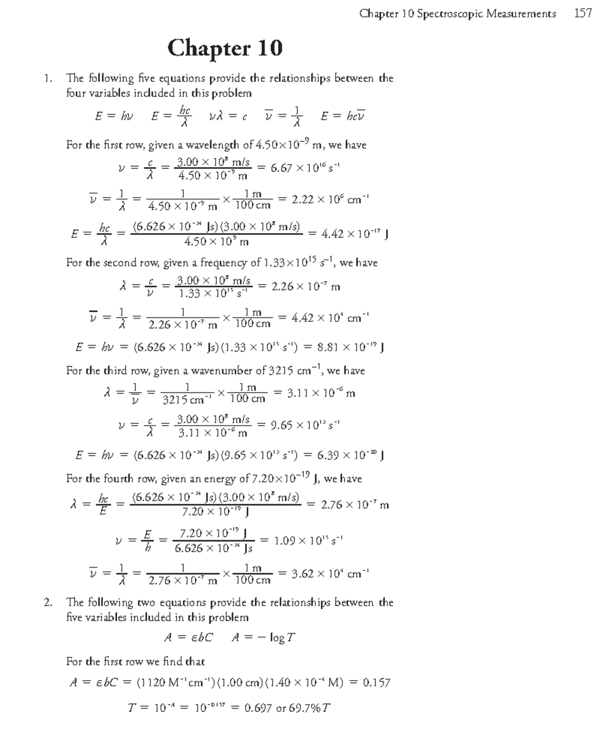 Ch10 Solutions Manual Modern Analytical Chem - Chapter 10 Spectroscopic Measurements 157 Chapter ...