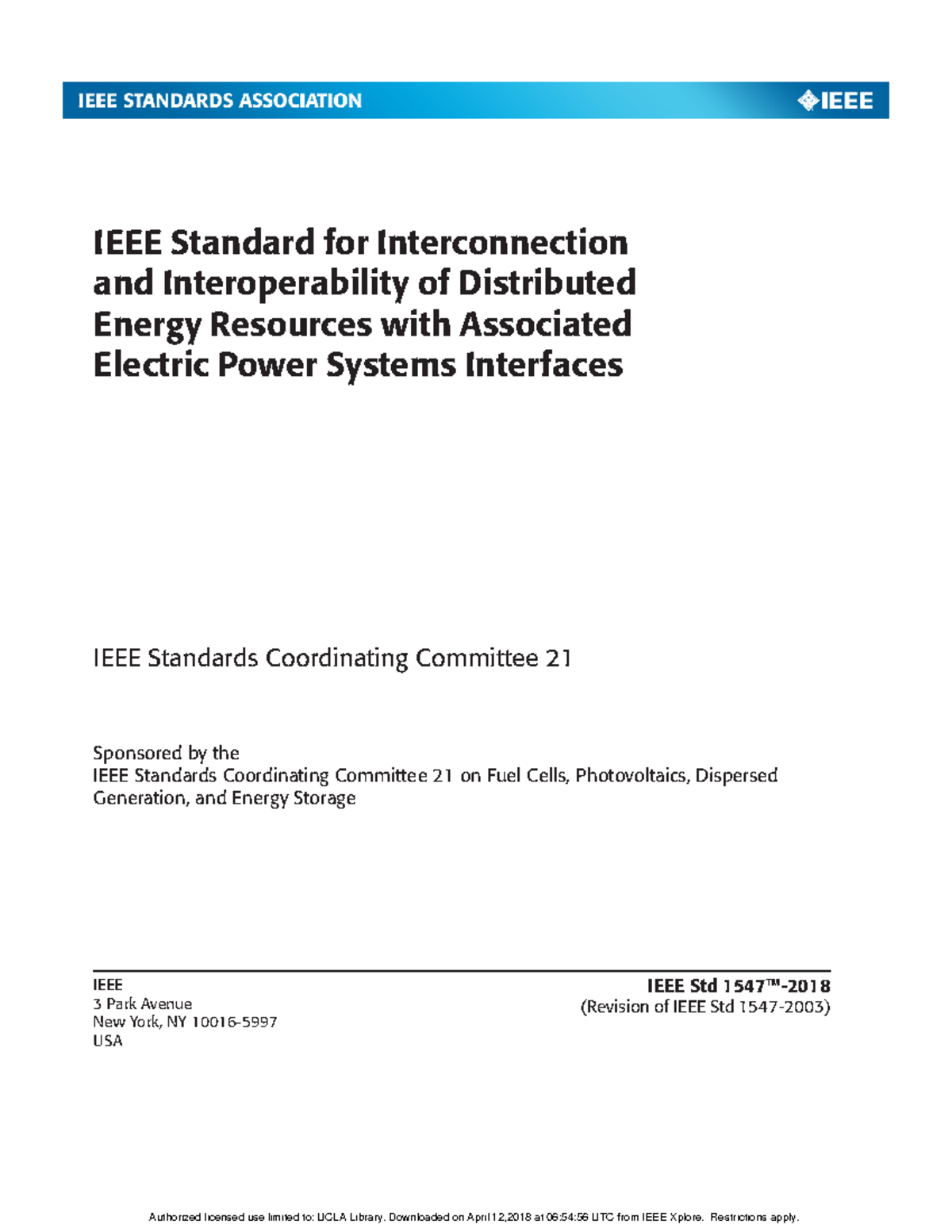 IEEE Std 1547™-2018 - IEEE 2018 - 1547 - IEEE Standard for ...