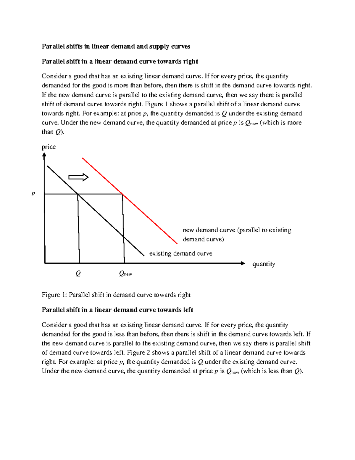 Parallel Shifts in Linear Curves - Parallel shifts in linear demand and ...