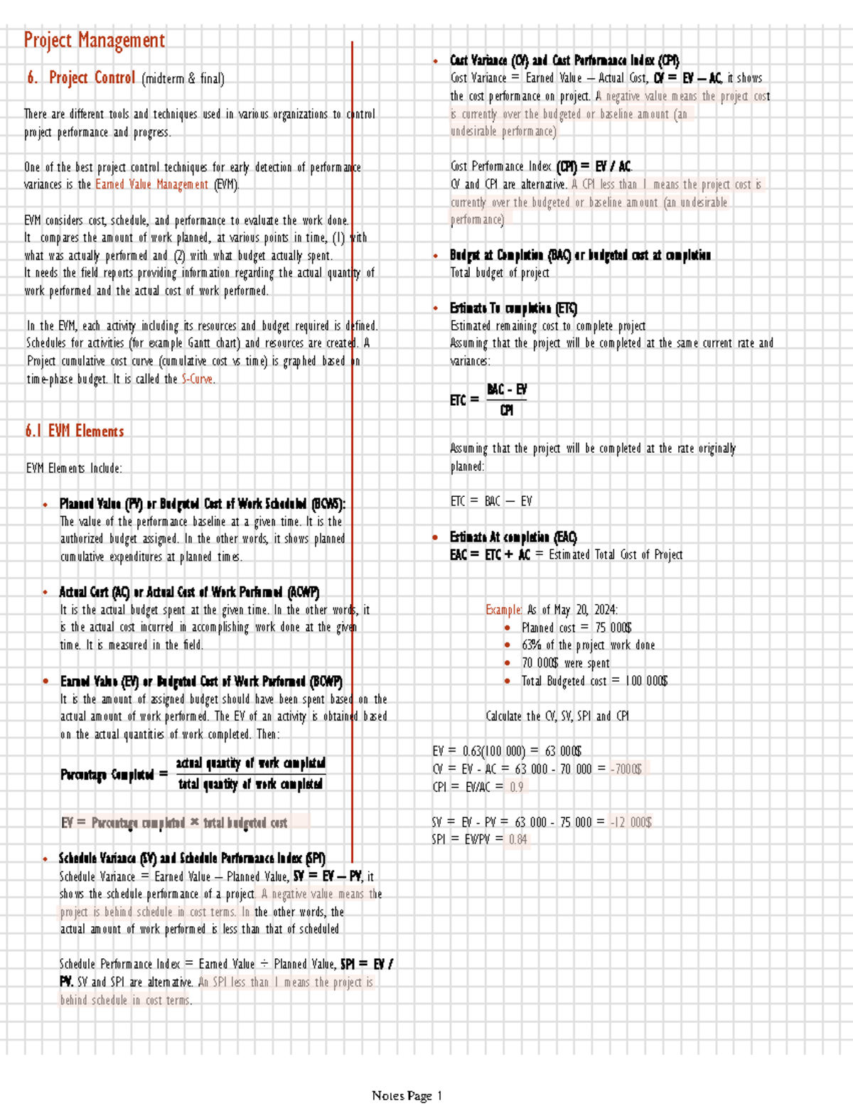 Project Management PM-6 Notes - Project Management 6. Project Control ...