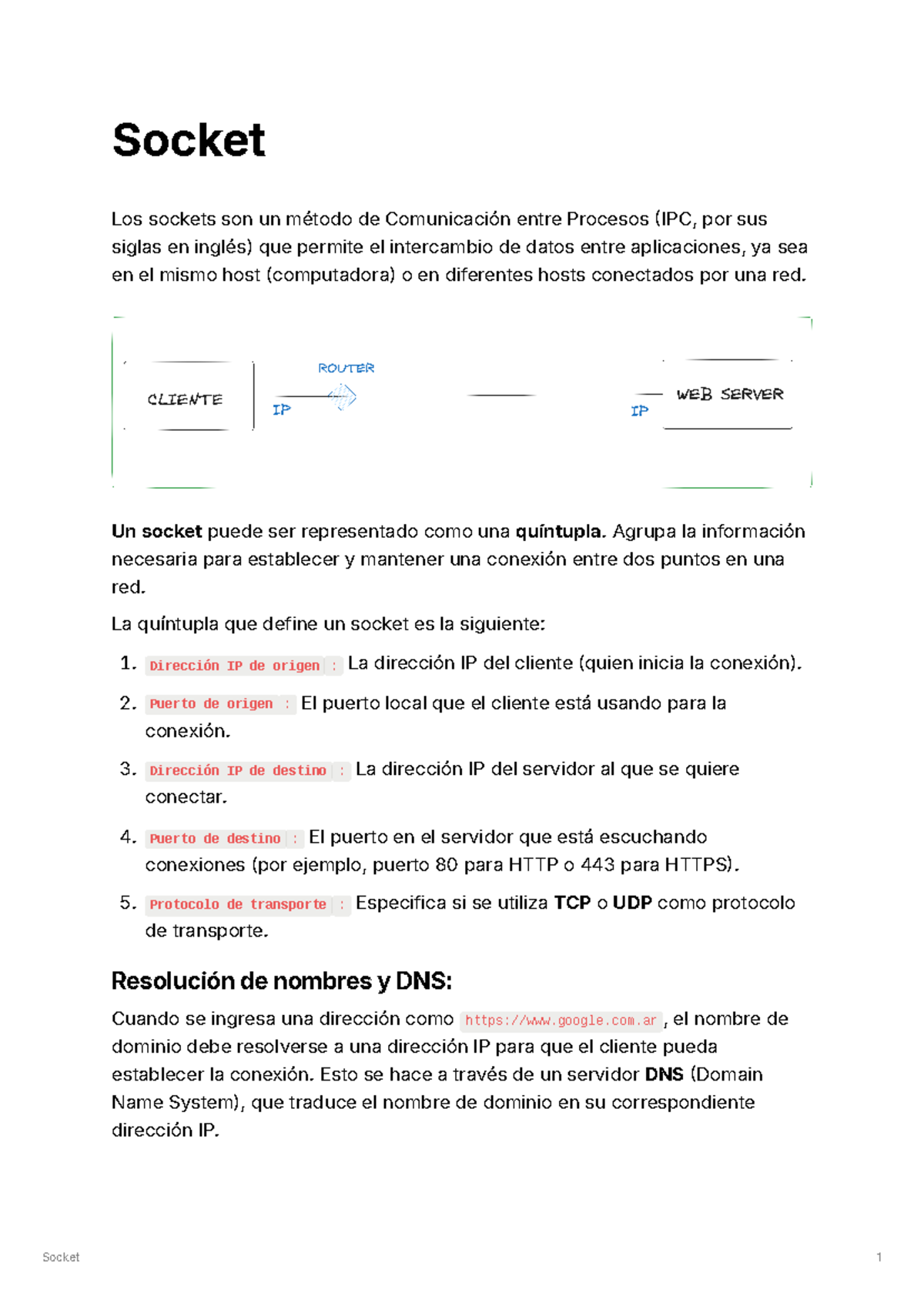 Resumen de Sockets - Socket Los sockets son un método de Comunicación ...